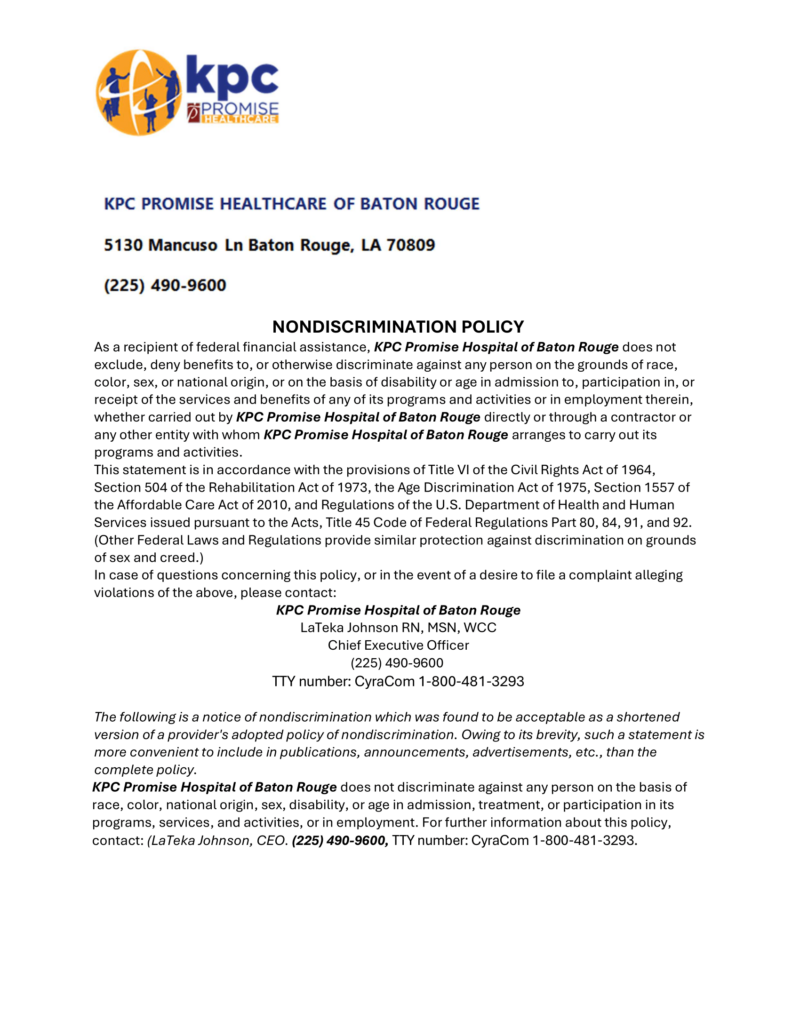 Patients & Visitors – Batonrouge KPC Promise